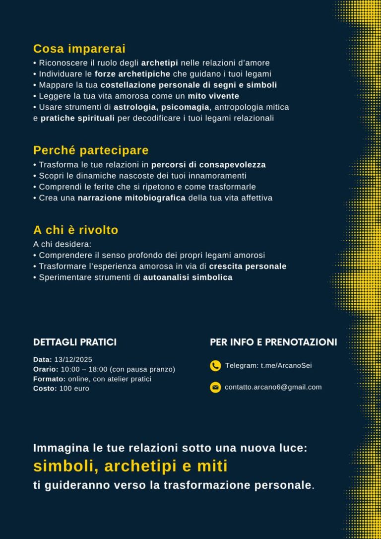 13 dicembre. Seminario online: "L'Amore come tappa iniziatica" - Petali ...